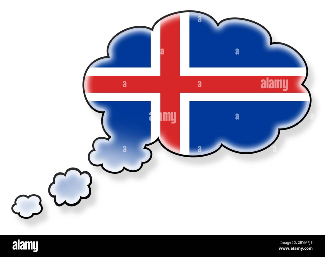 Flag in the cloud, isolated on white background Stock Photo - Alamy
