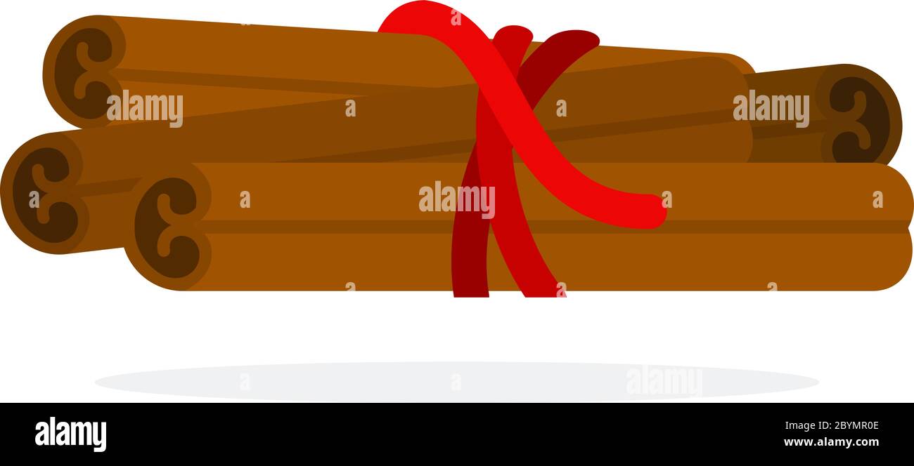 Pieces of cinnamon tied with a rope flat isolated Stock Vector Image ...