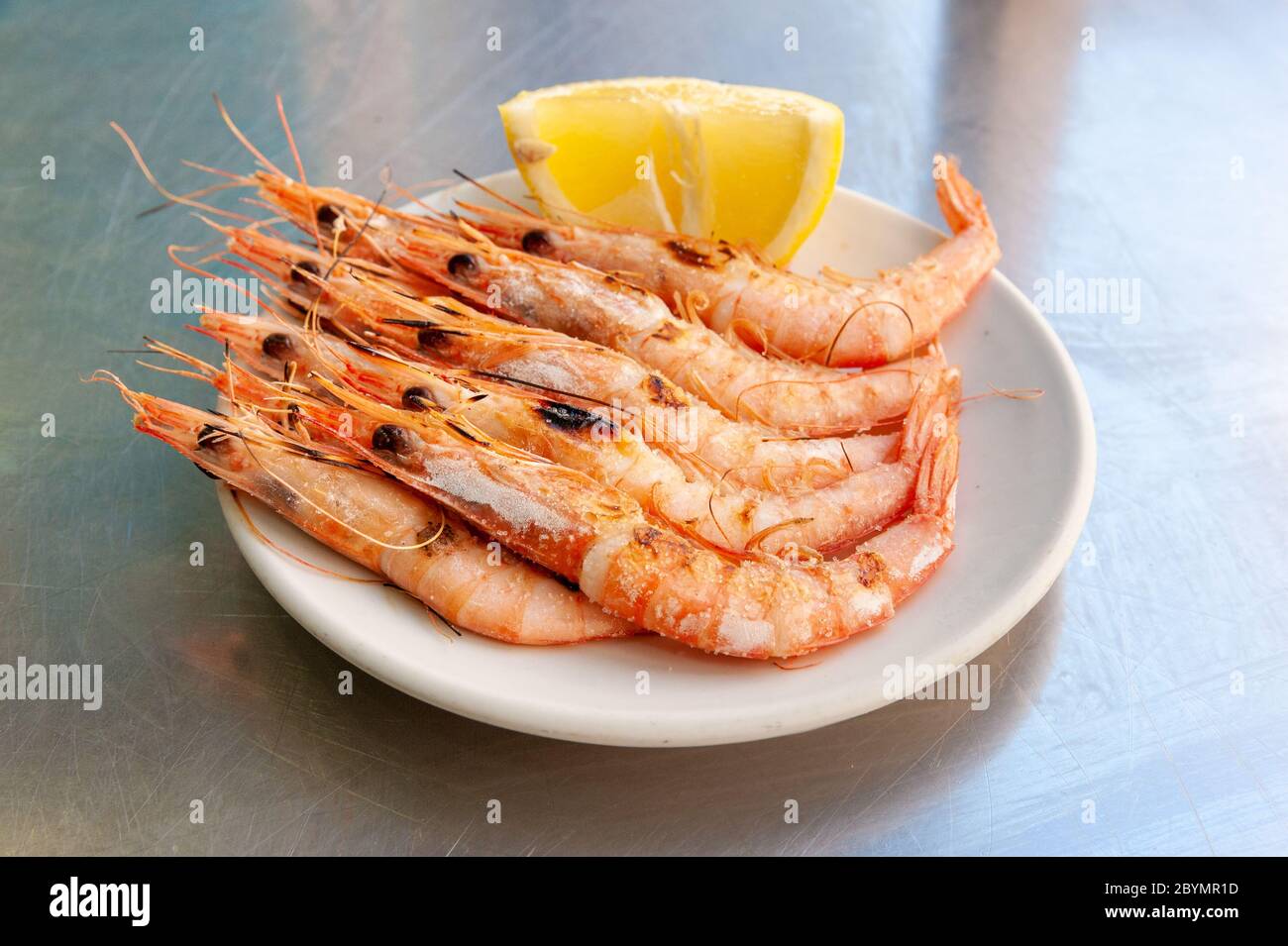 Cooked prawns tapas, Spain Stock Photo - Alamy