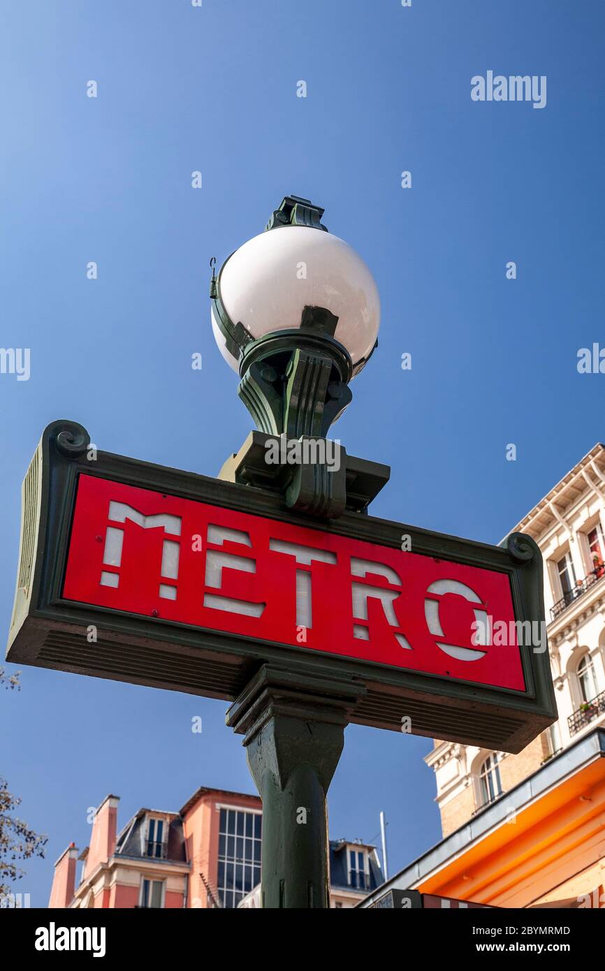 Iconic red metro sign, Paris, France Stock Photo - Alamy