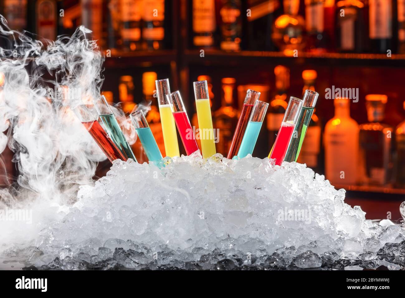 colorful cocktails in a test tube Stock Photo - Alamy