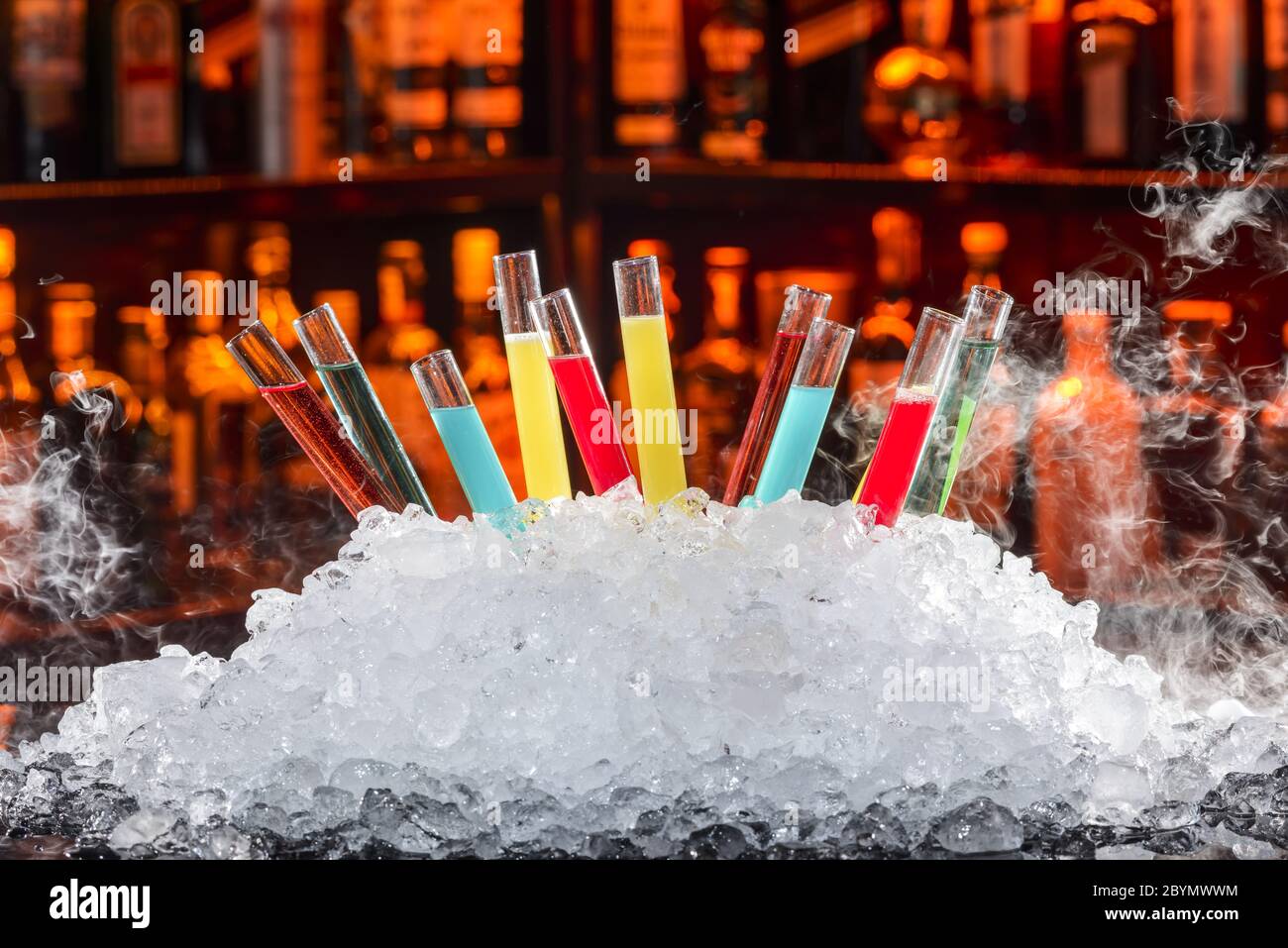 colorful cocktails in a test tube Stock Photo - Alamy