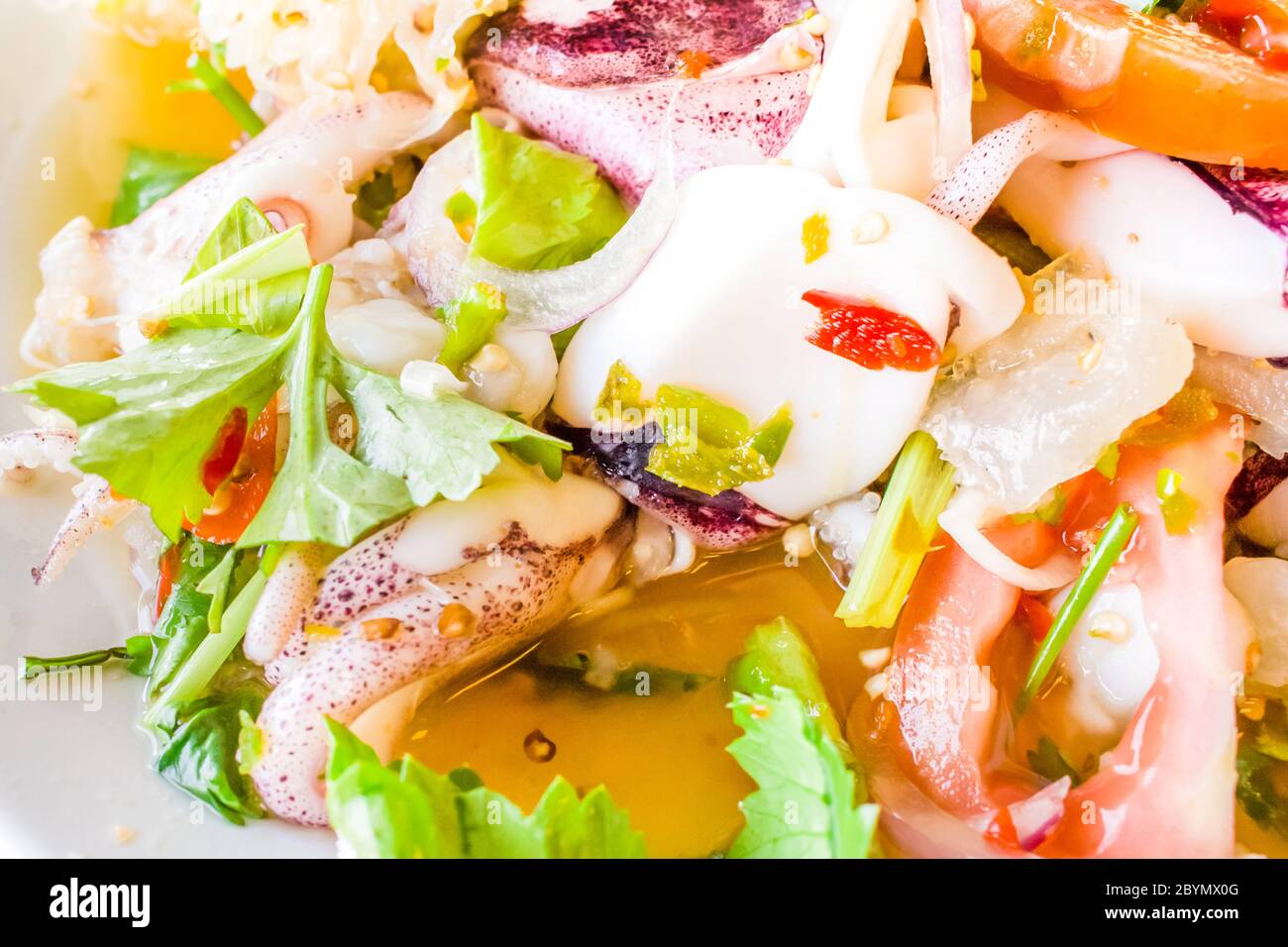 steam squid eggs salad with spicy lemon juice soup, samui thailand ...