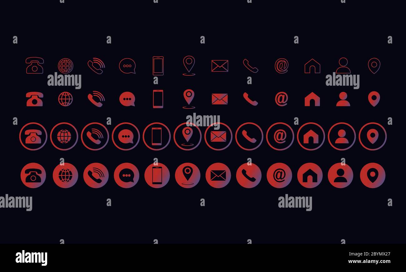 Set of communication icons set. Phone, mobile phone, retro phone ...