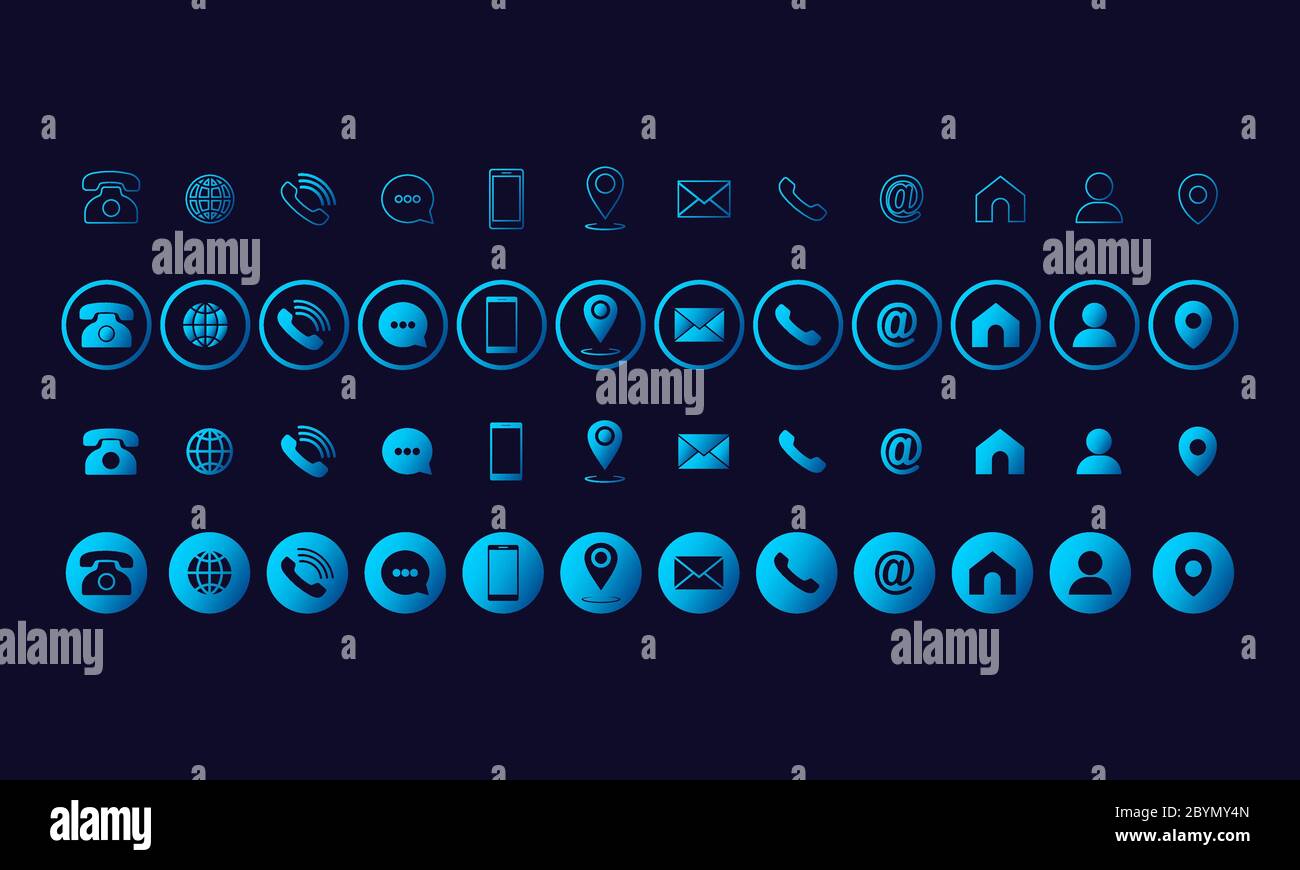 Set of communication icons set. Phone, mobile phone, retro phone ...
