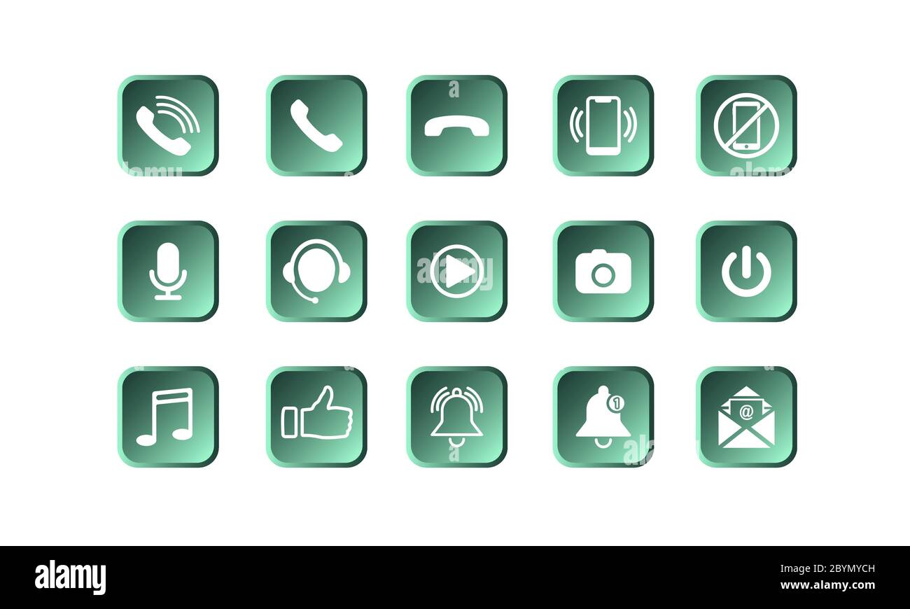 Set of communication icons set modern button . Phone, mobile phone ...