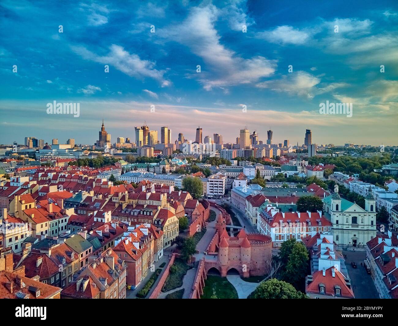 Beautiful panoramic aerial drone view on Warsaw Old town (POL: Stare ...