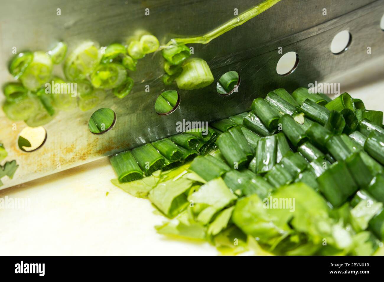 spring onion and coriander sliced for garnish Stock Photo - Alamy