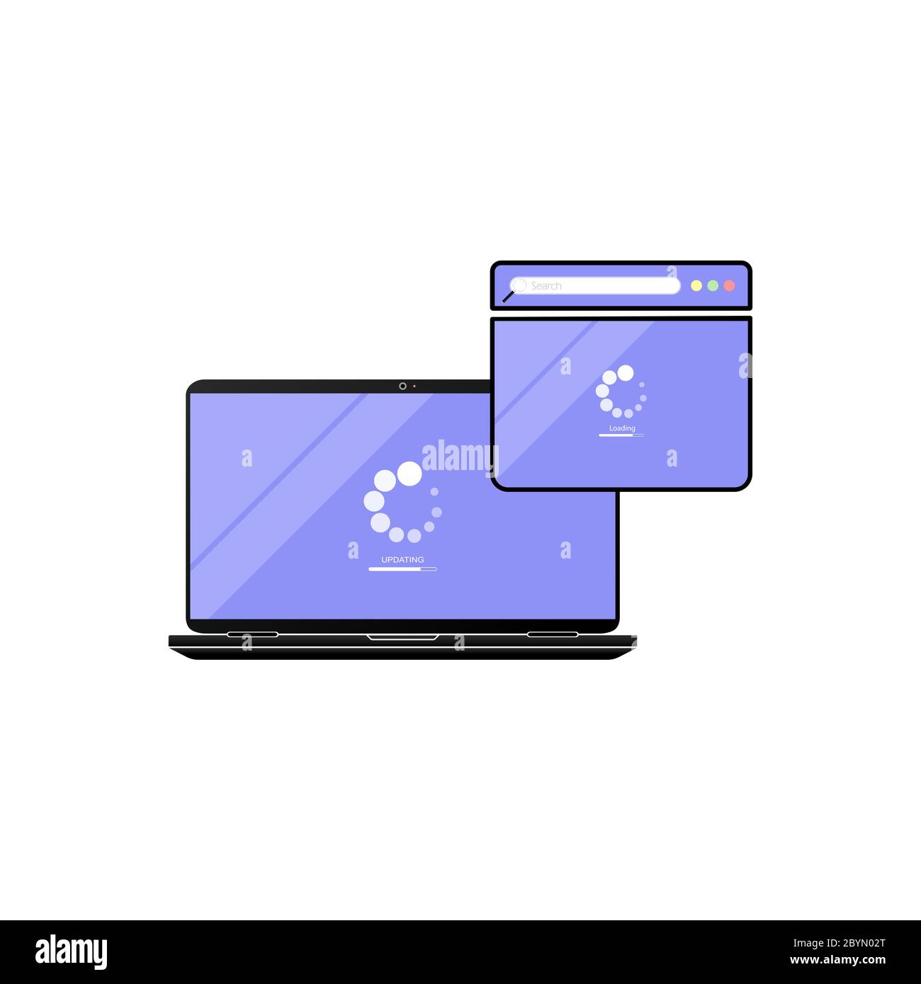 Loading page browser on top view laptop screen. Laptop, desktop ...