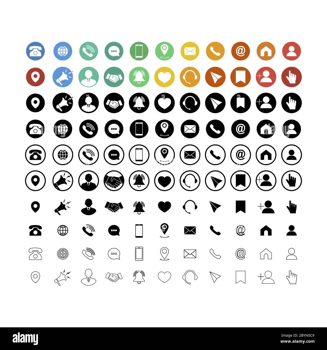 Big set of communication icons. Phone, mobile phone, retro phone ...