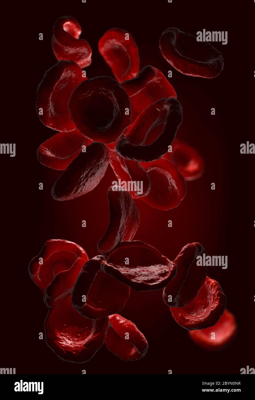 3d illustration of very closely observed red blood cells,called ...