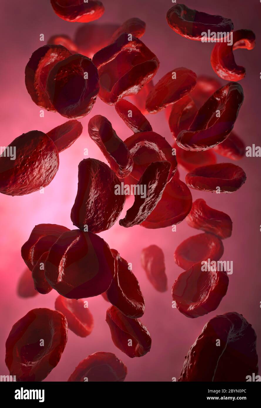 3d illustration of very closely observed red blood cells,called ...