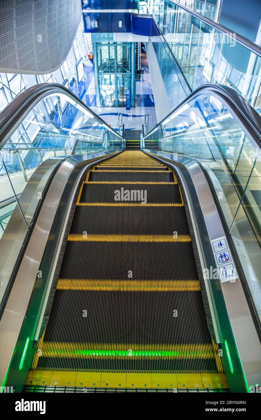 Automatic Stairs at Dubai Metro Station Stock Photo - Alamy