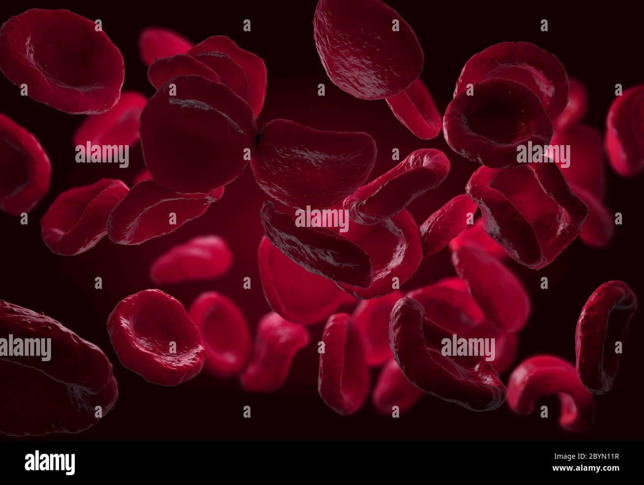 3d illustration of very closely observed red blood cells,called ...