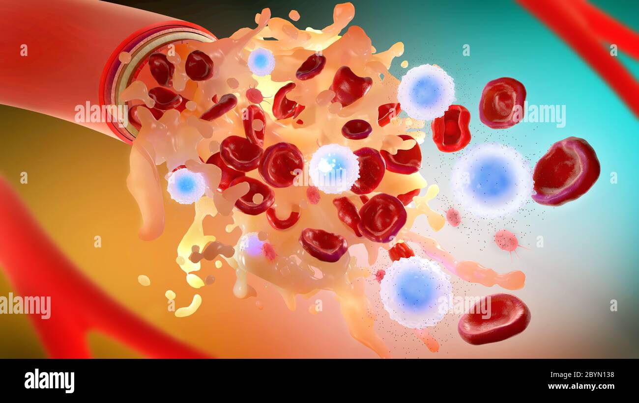 3d illustration of blood plasma and the components of blood that flow ...