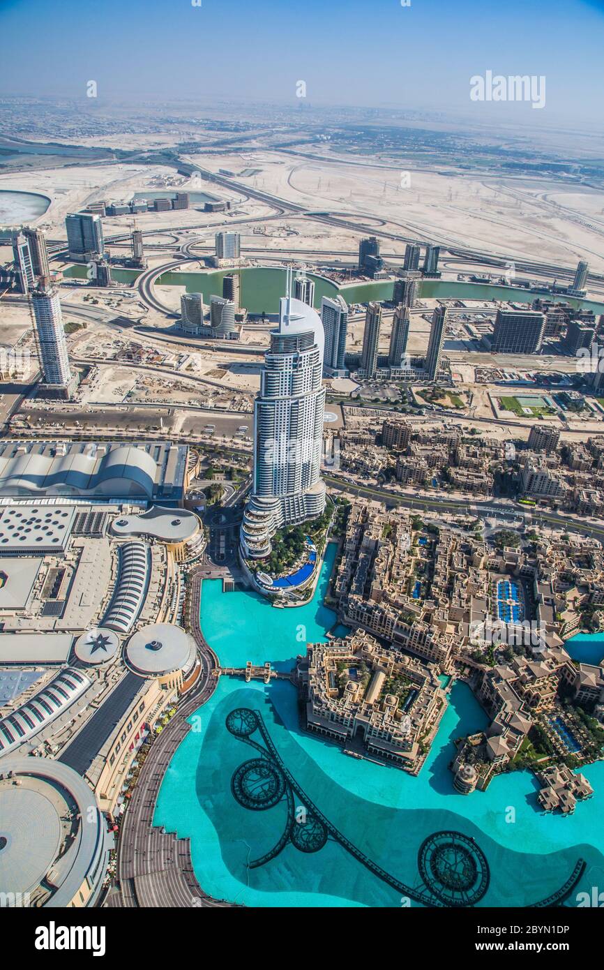 Dubai downtown. East, United Arab Emirates architecture. Aerial view ...
