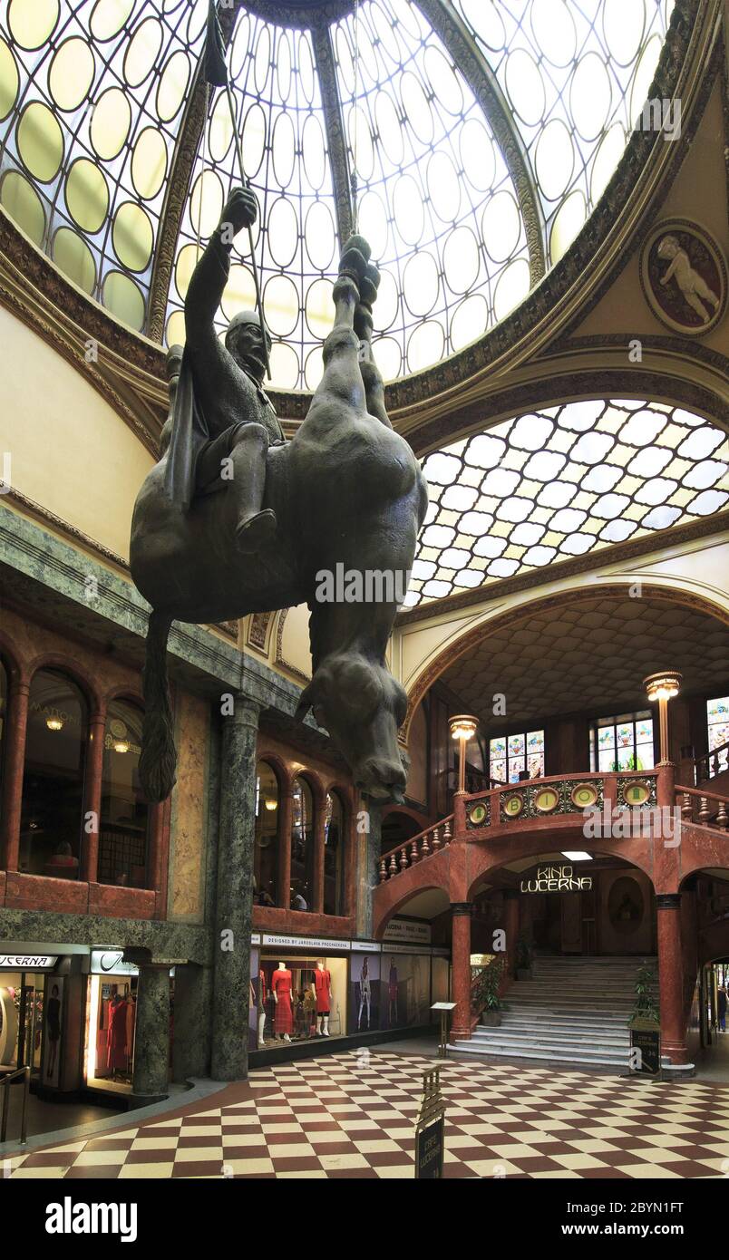 Sculpture of Wenceslas on inverted horse (David Ch Stock Photo - Alamy