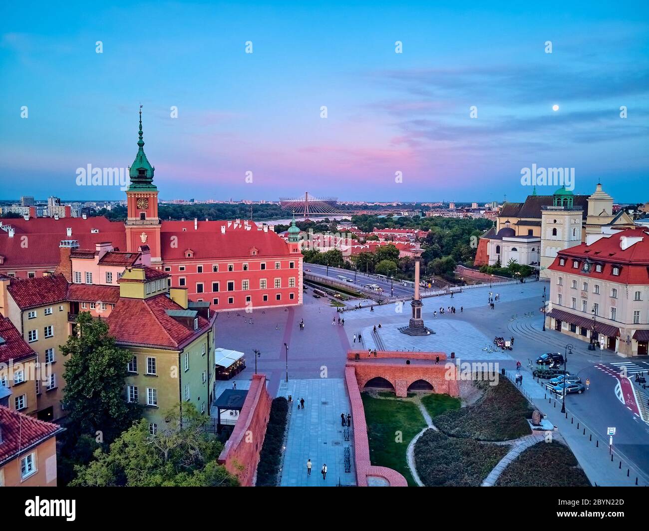 Beautiful panoramic aerial drone view on Warsaw Old town (Stare Miasto ...