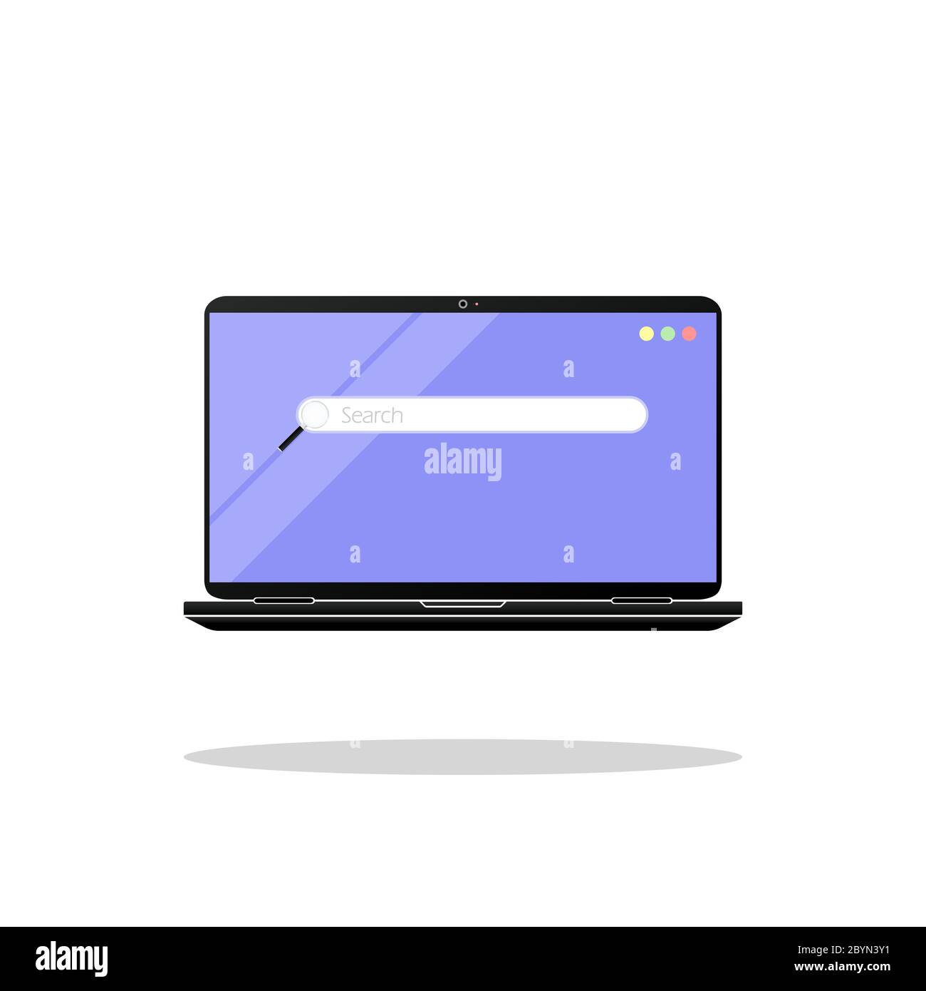 Page browser on top view laptop screen. Laptop, desktop, computer with website page icon flat on ...
