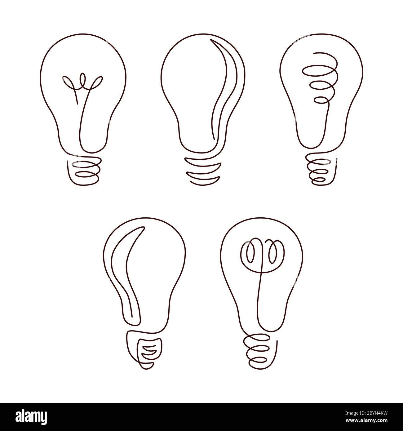 Light bulb continuous line vector illustration set with editable stroke ...