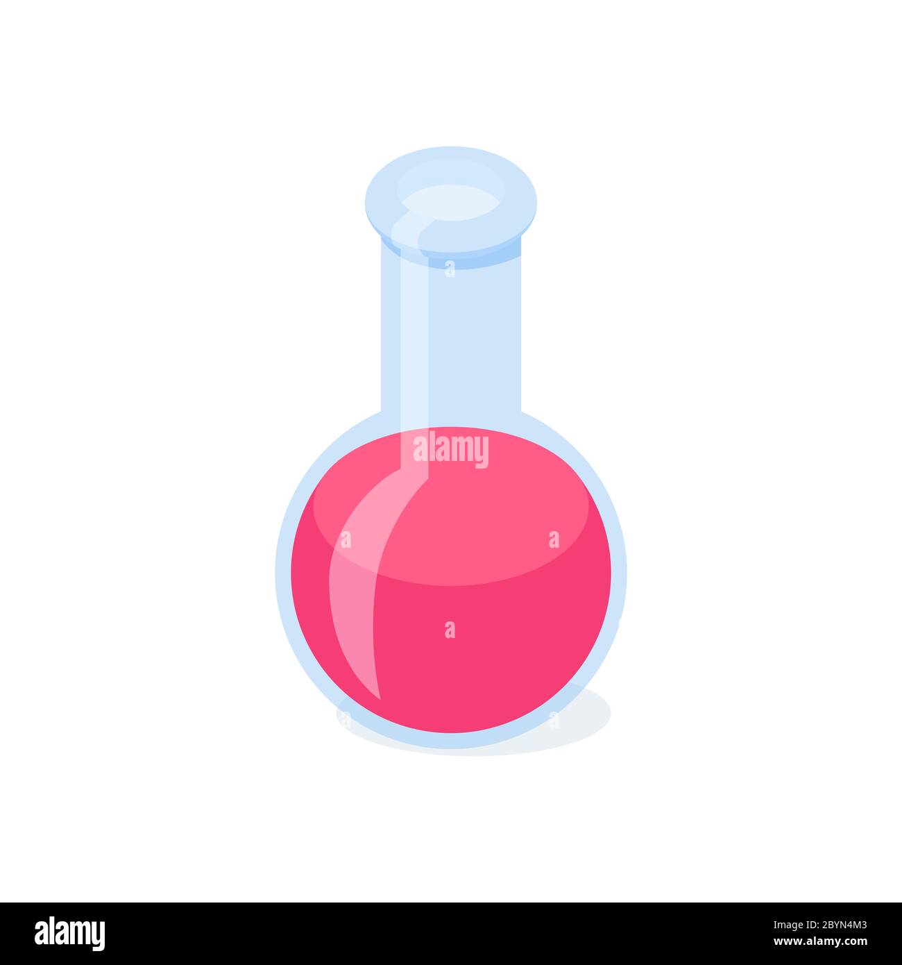 Chemical flask with pink liquid isometric vector illustration Stock ...