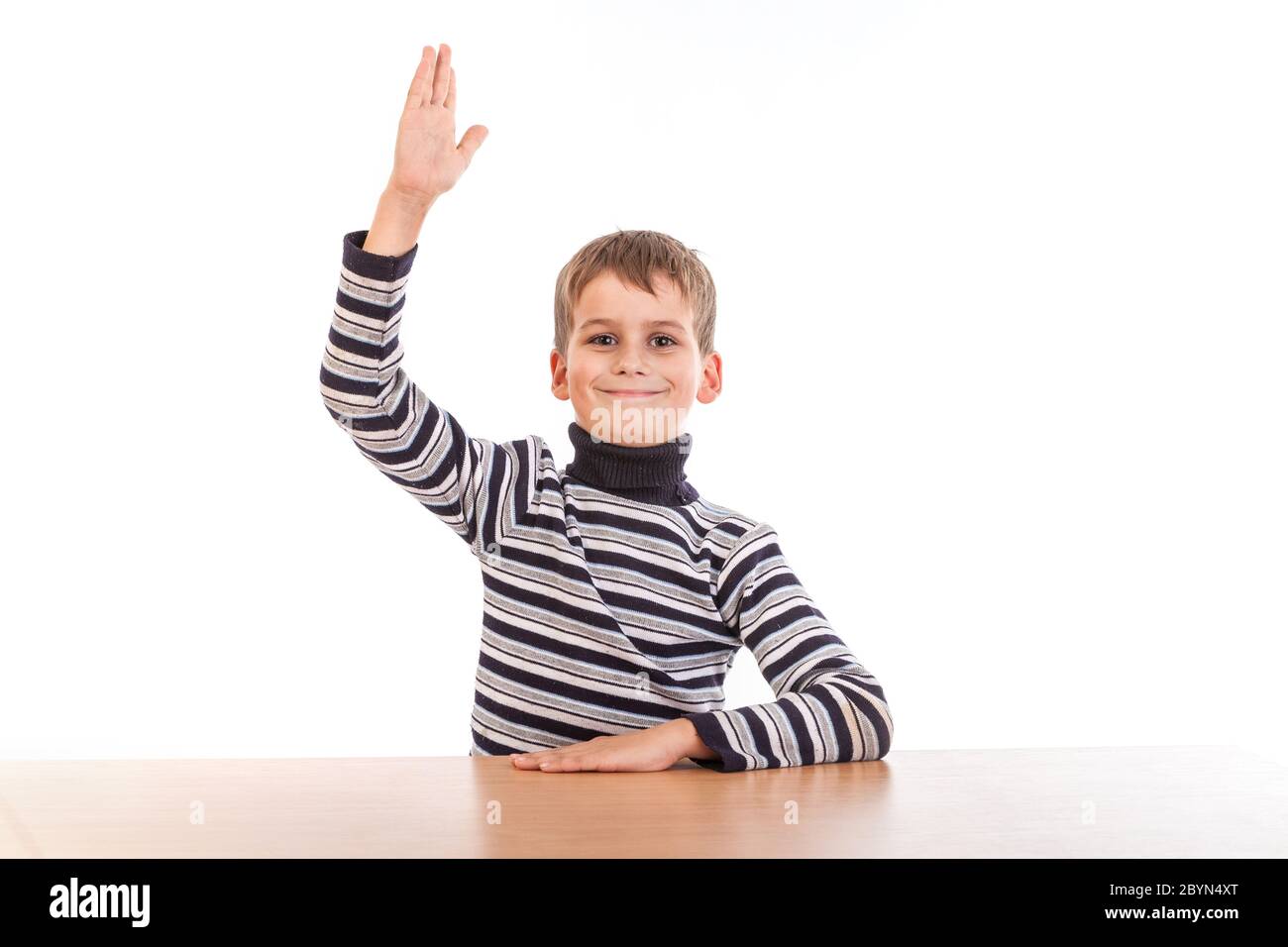 Cheerful Schoolboy ready to answer question Stock Photo - Alamy