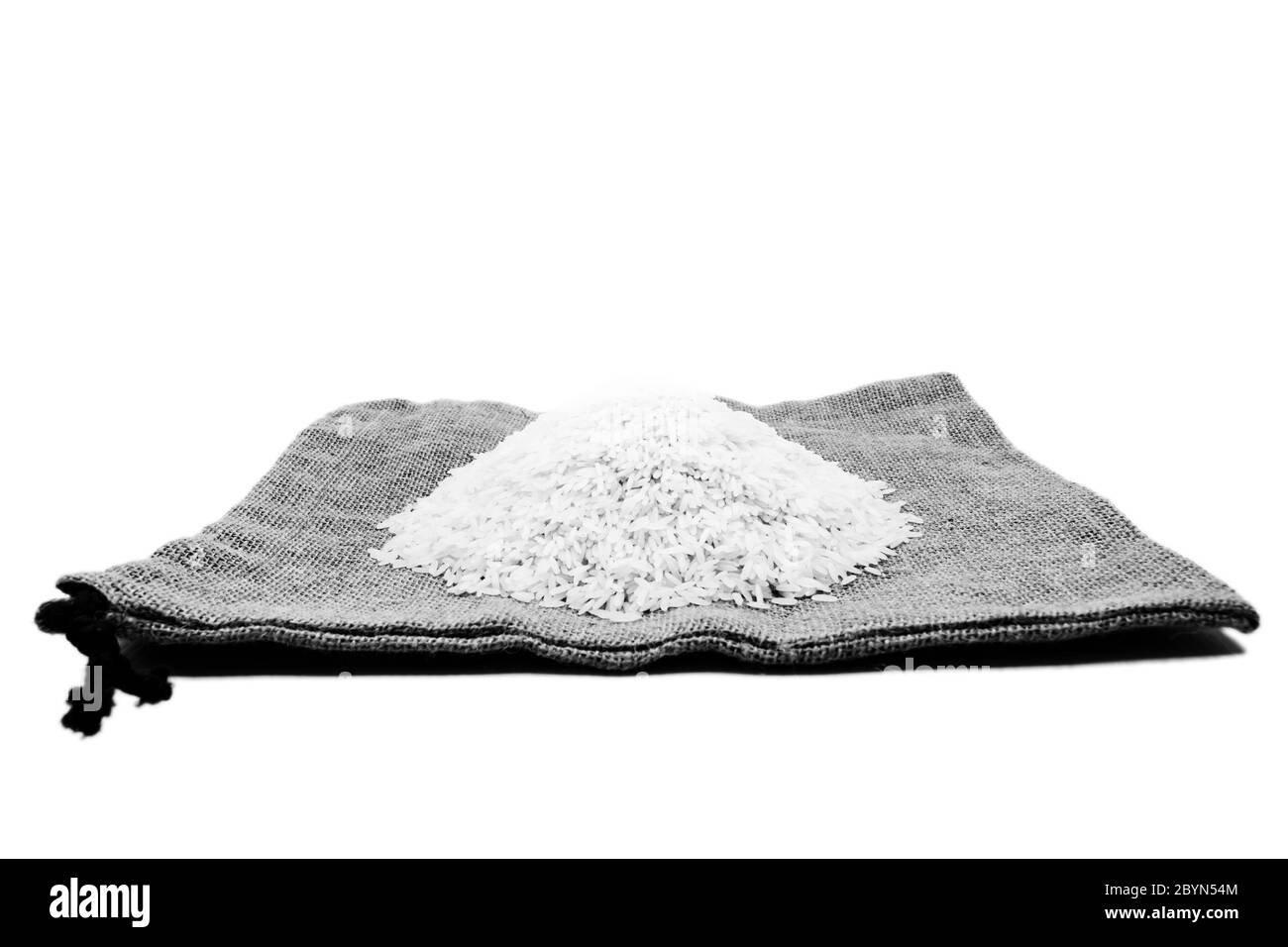 thai raw rice on sack isolated white background Stock Photo - Alamy