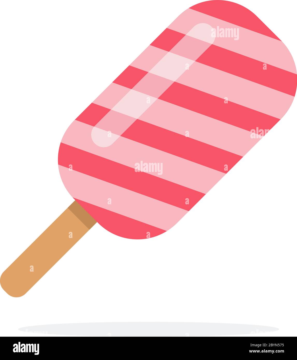 Pink ice cream on stick with stripes flat isolated Stock Vector Image ...