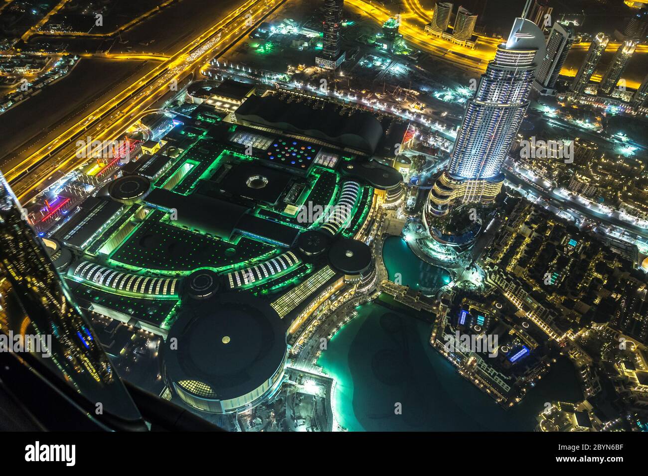 Dubai downtown night scene with city lights Stock Photo - Alamy