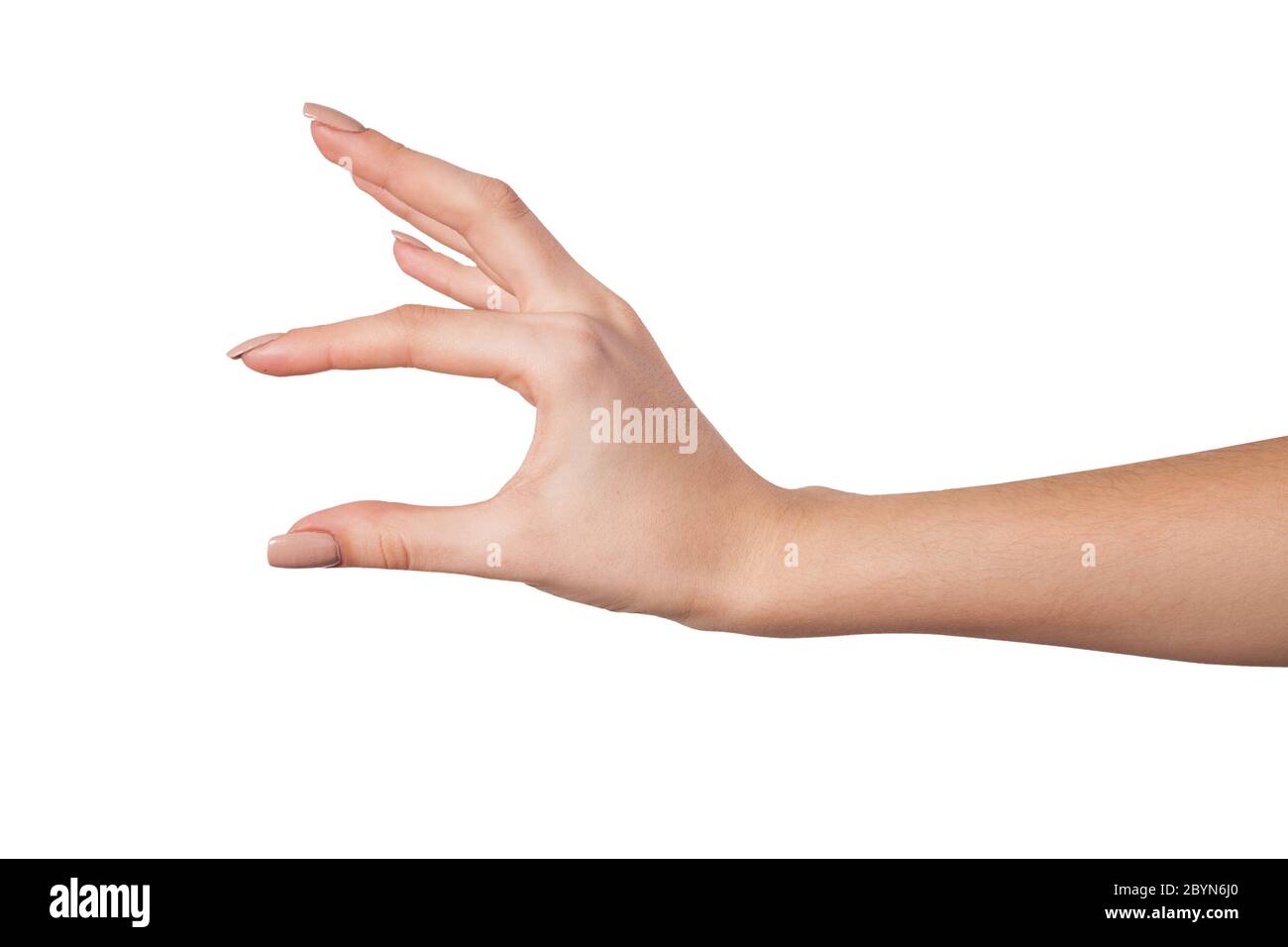 Female hand reaching for something on white Stock Photo - Alamy