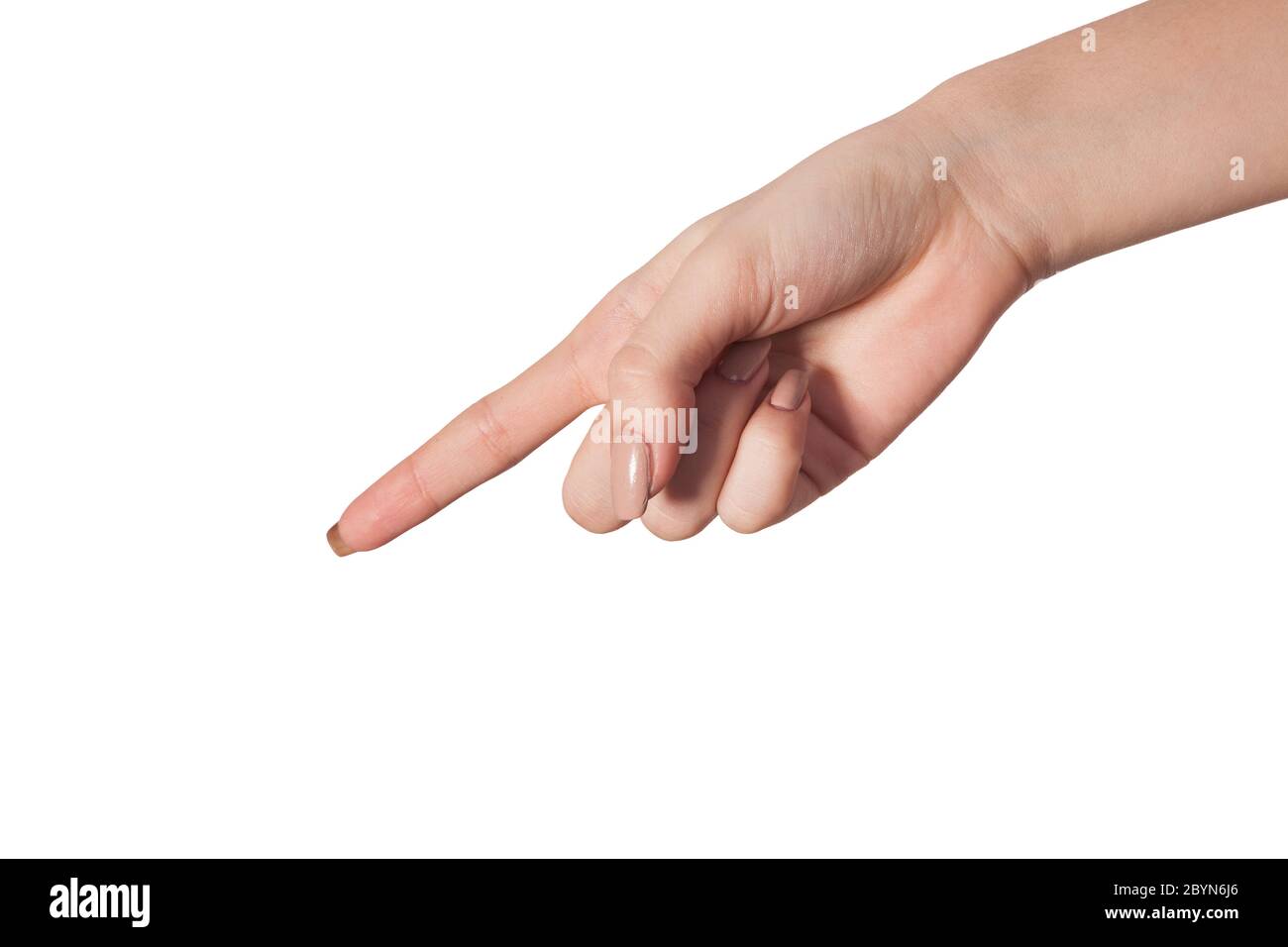 Female index finger on a white background Stock Photo - Alamy