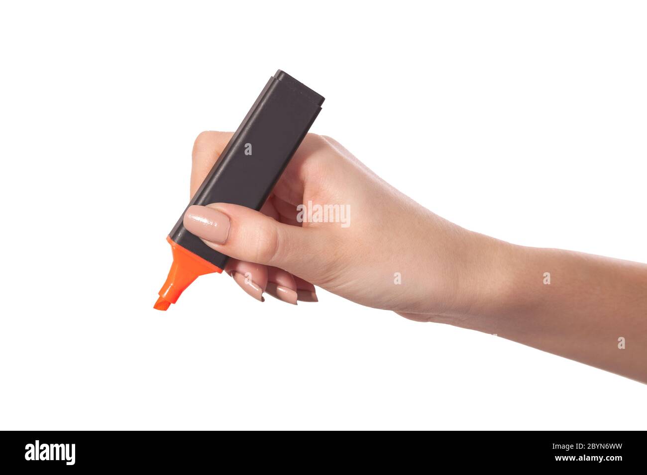 Hand with a marker drawing isolated Stock Photo - Alamy