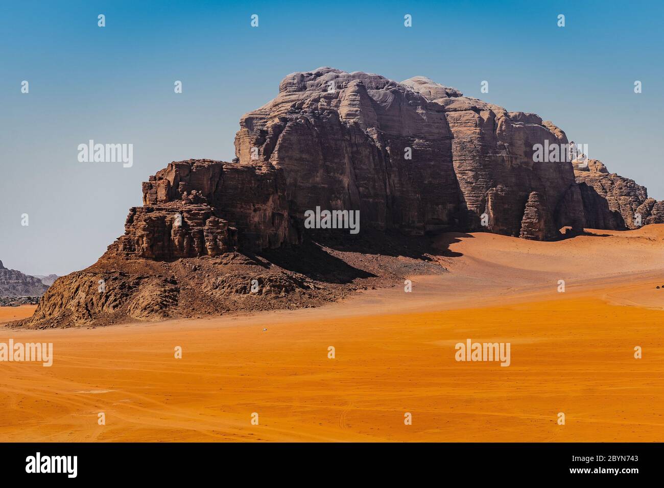 Wadi Rum in southern Jordan. It is located about 60 km to the east of ...