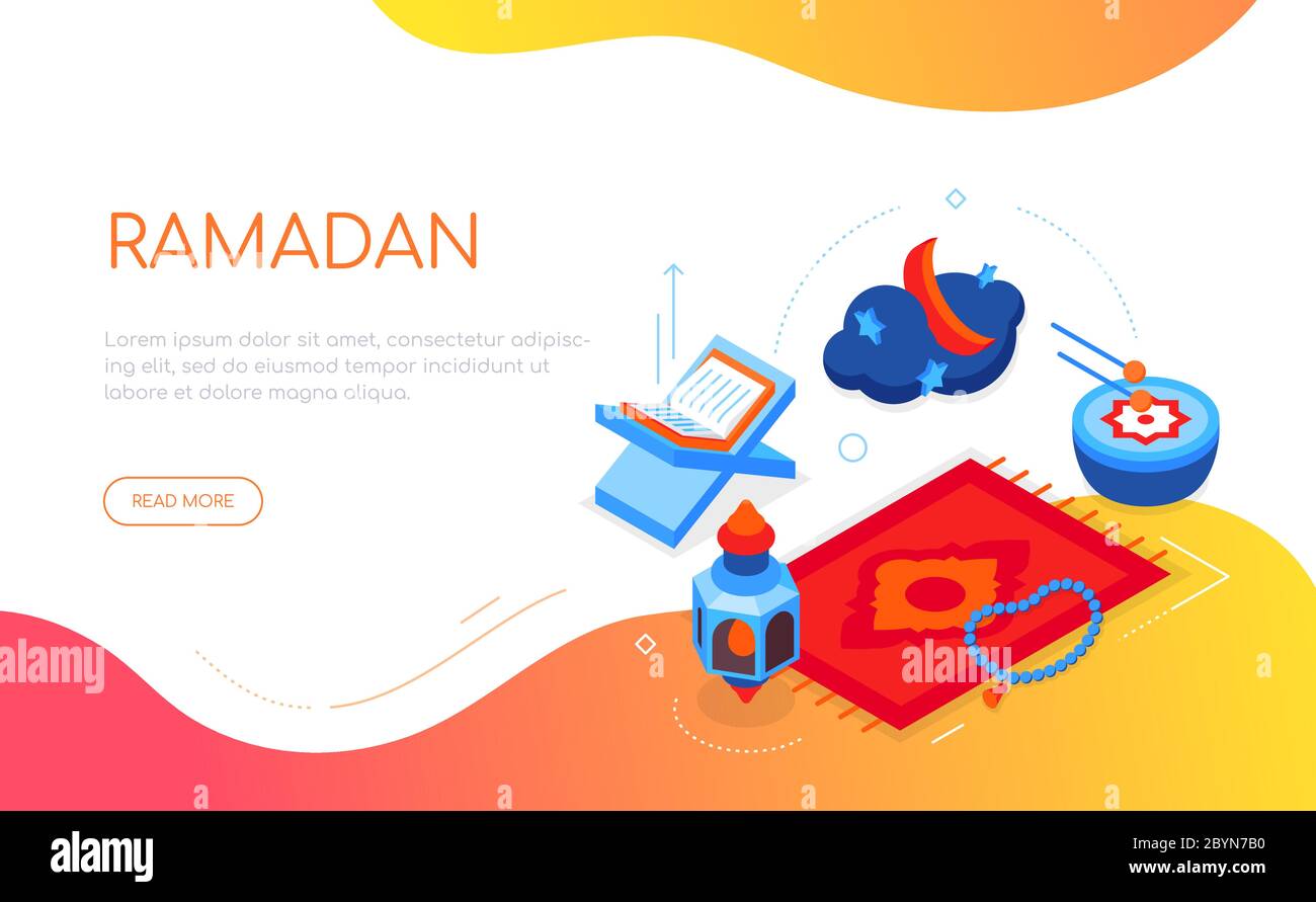 Ramadan - modern vector colorful isometric web banner Stock Vector ...