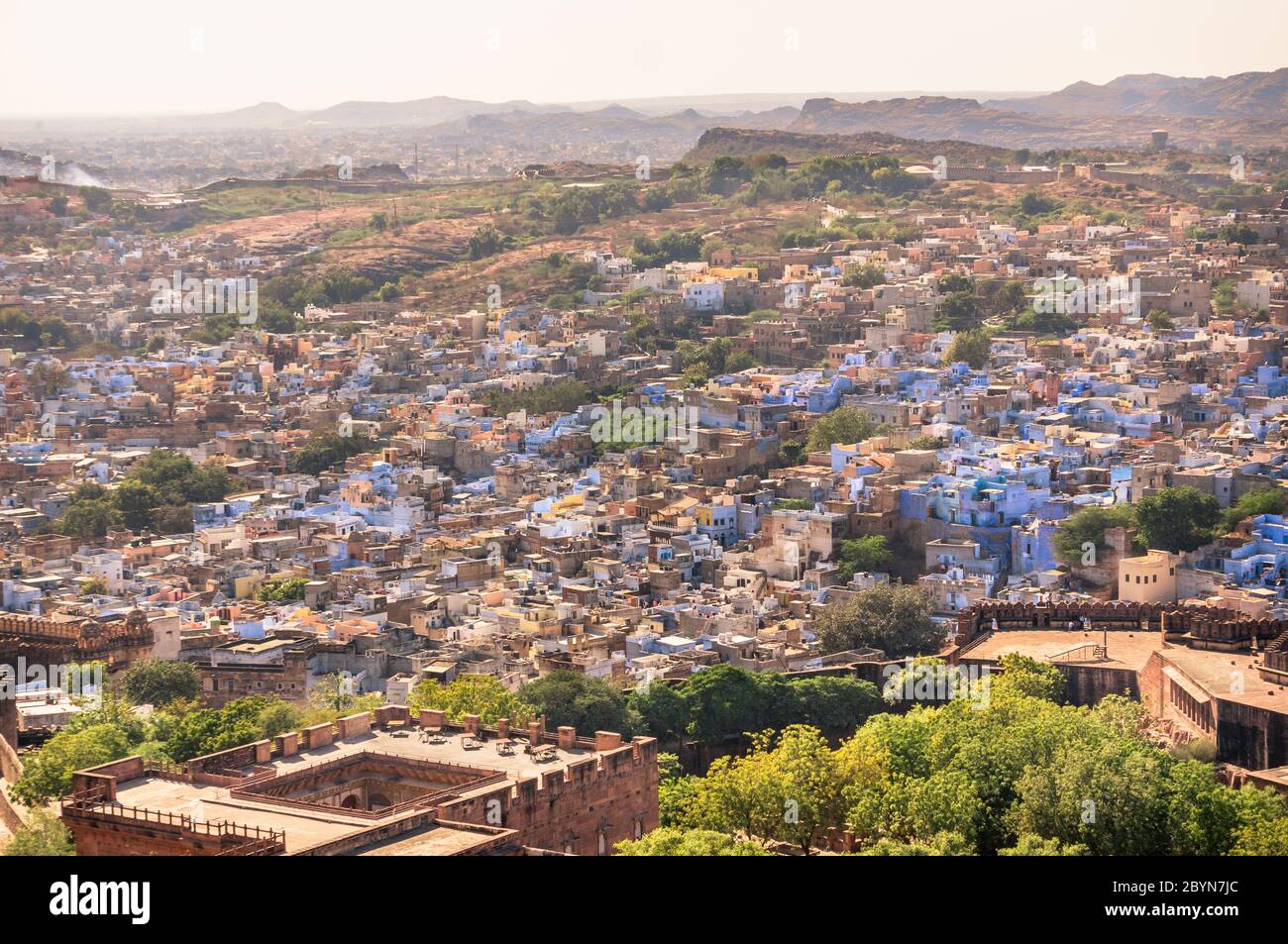 View of the blue city of Jodhpur, Rajasthan, India from Mehrangarh Fort ...