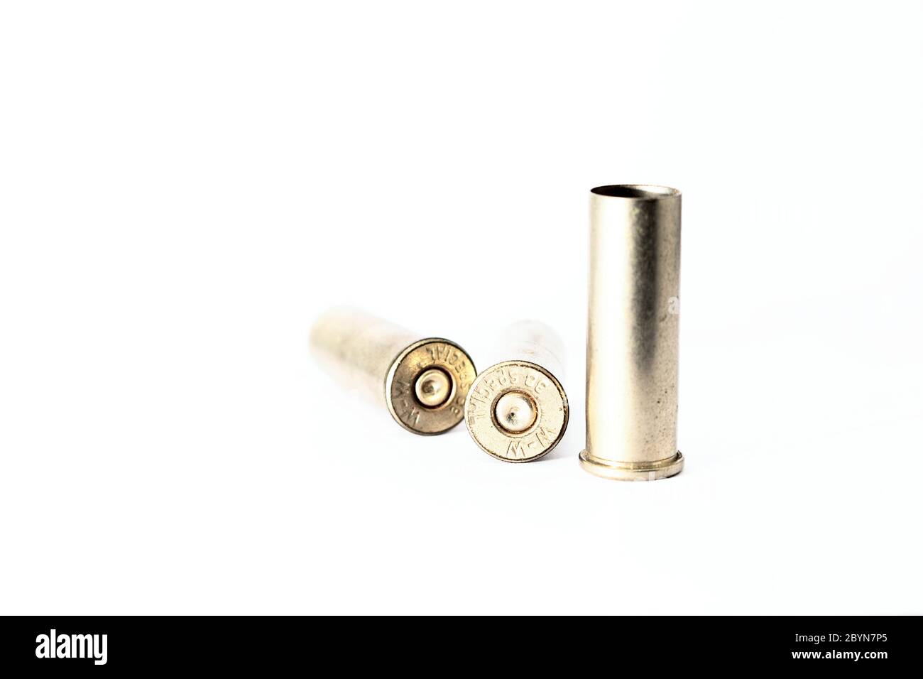 .38 special shell casings isolated on white background Stock Photo - Alamy
