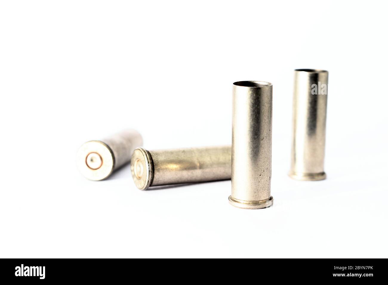 .38 special shell casings isolated on white background Stock Photo - Alamy