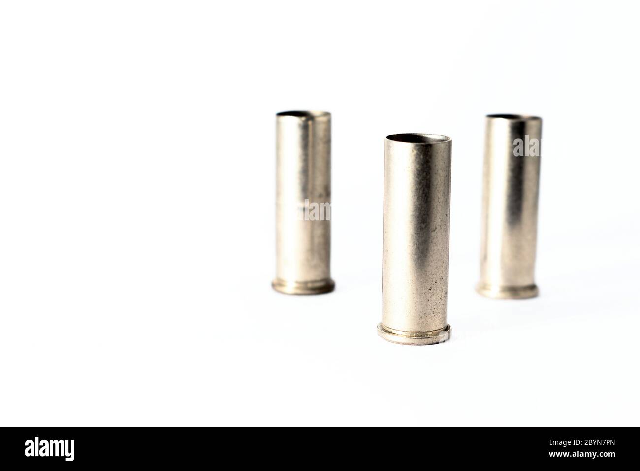 .38 special shell casings isolated on white background Stock Photo - Alamy