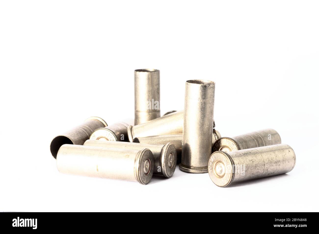 .38 special shell casings isolated on white background Stock Photo - Alamy