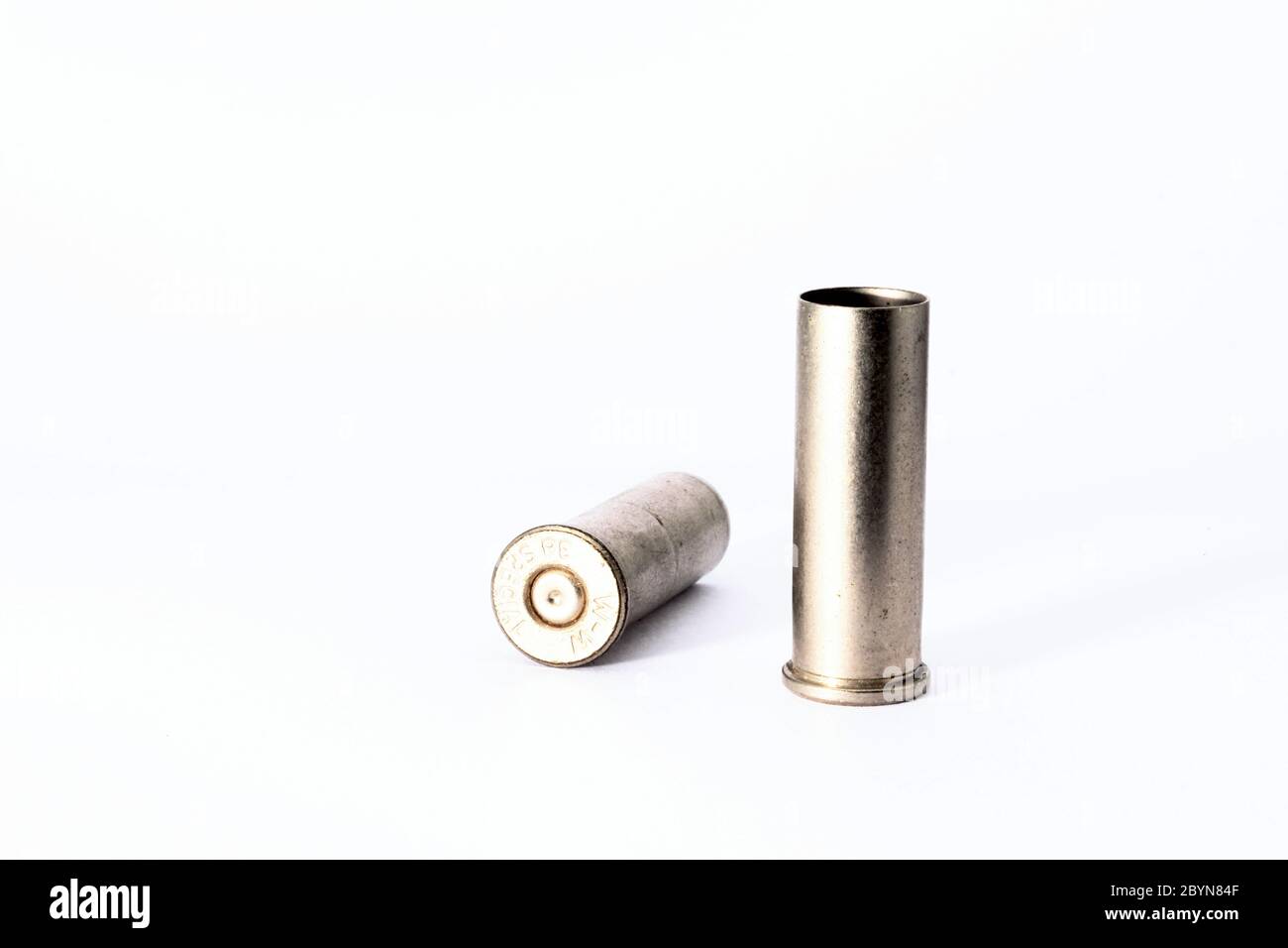 .38 special shell casings isolated on white background Stock Photo - Alamy