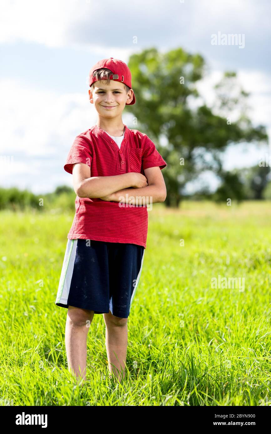 Boy Child Portrait Smiling Cute ten years old outdoor Stock Photo - Alamy