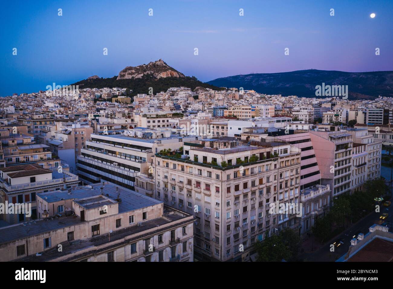 Panoramic View over Athens by Sunrise with old city downtown and ...