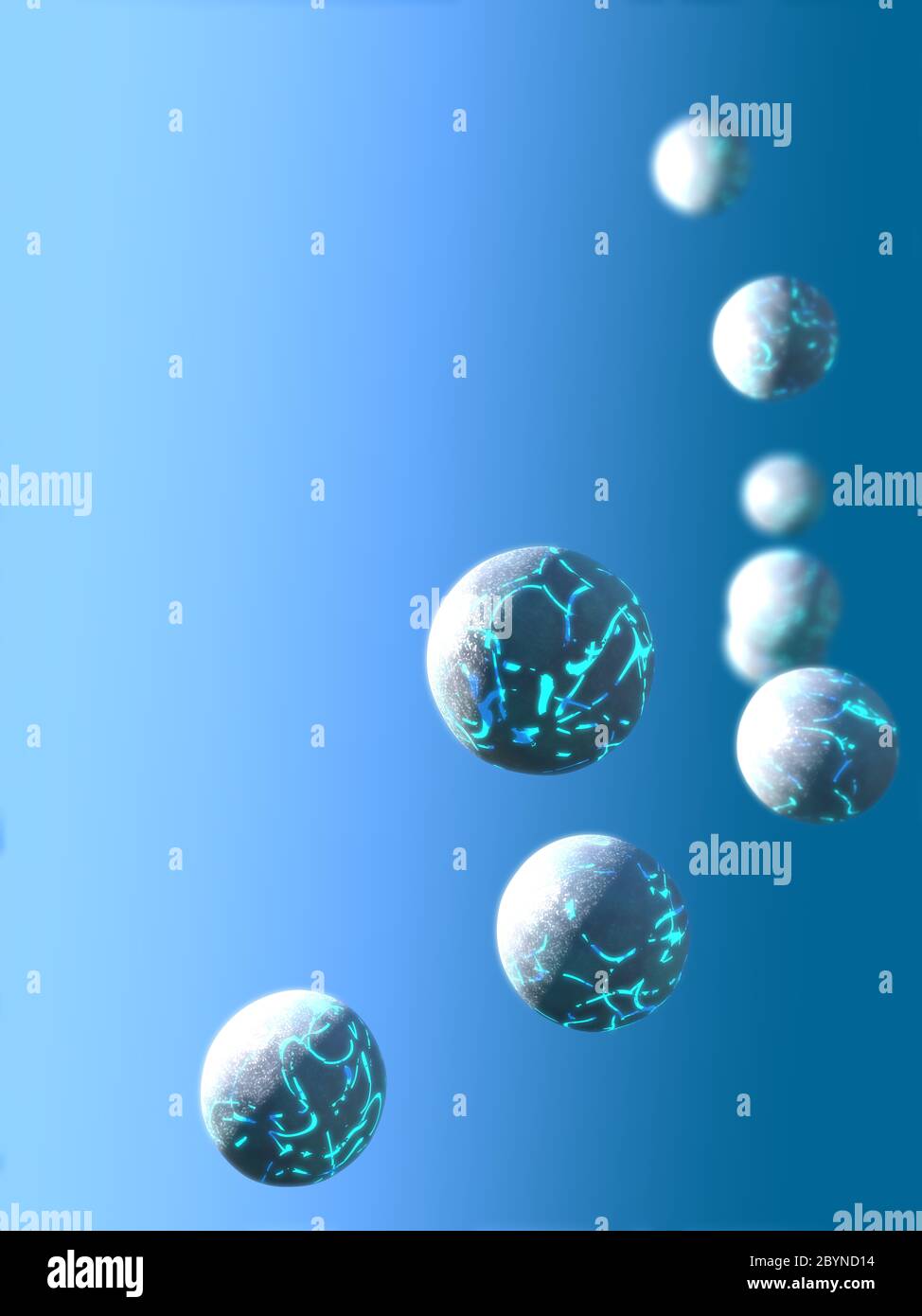 3d illustration of a close-up of different colored and differently ...