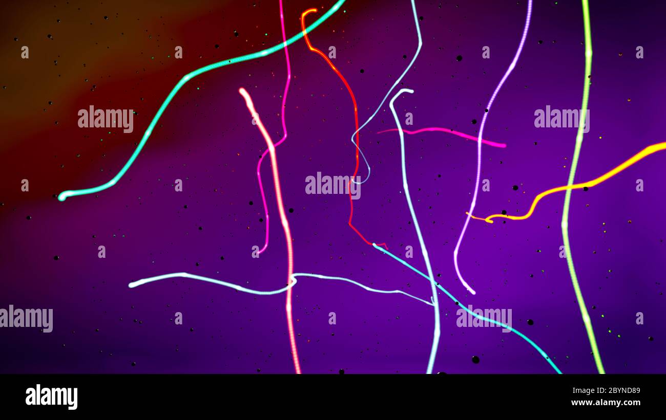 3d illustration of several colorfully colored and bent lines on a ...