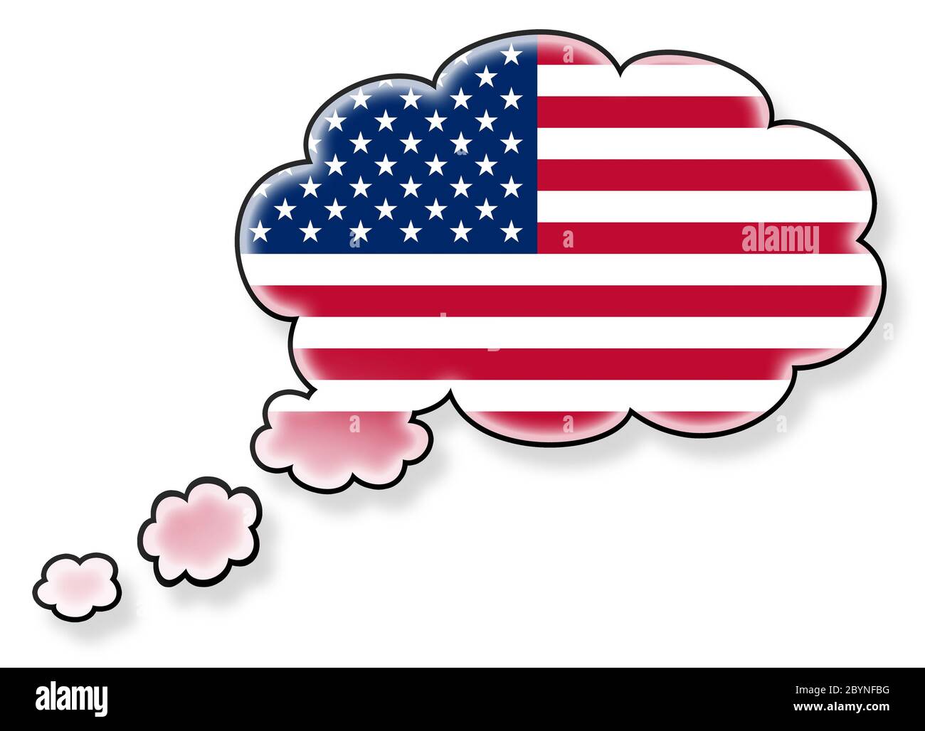 Flag in the cloud, isolated on white background Stock Photo - Alamy