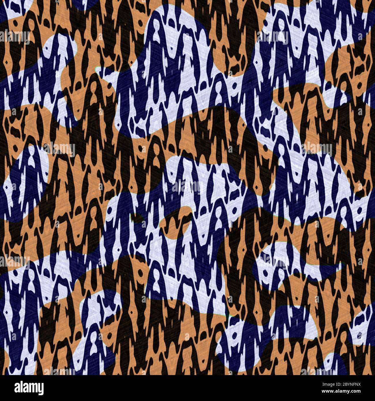 Seamless indigo dyed bandana texture. Blue orange stain woven cotton ...