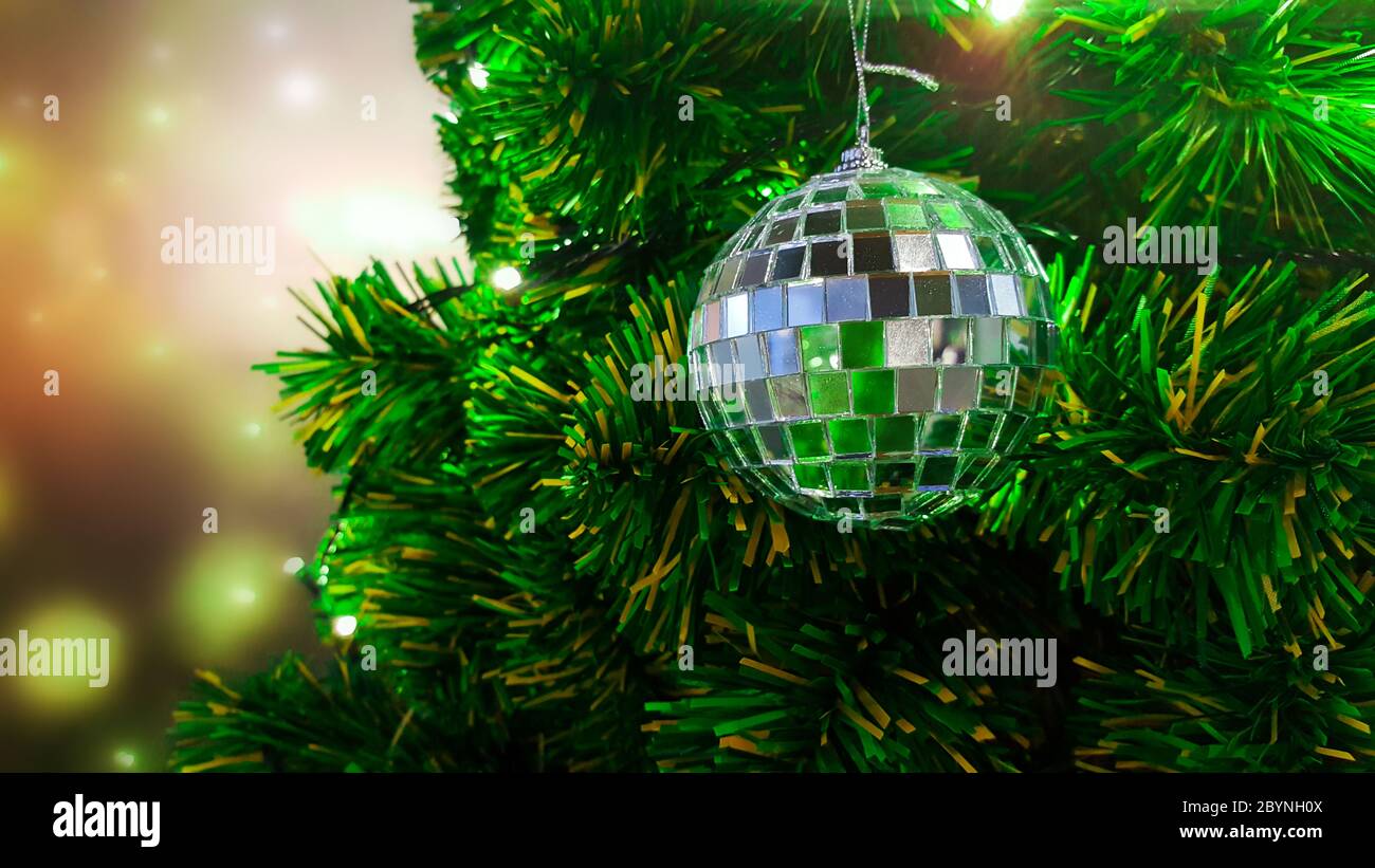 christmas tree with balls and lights Stock Photo - Alamy