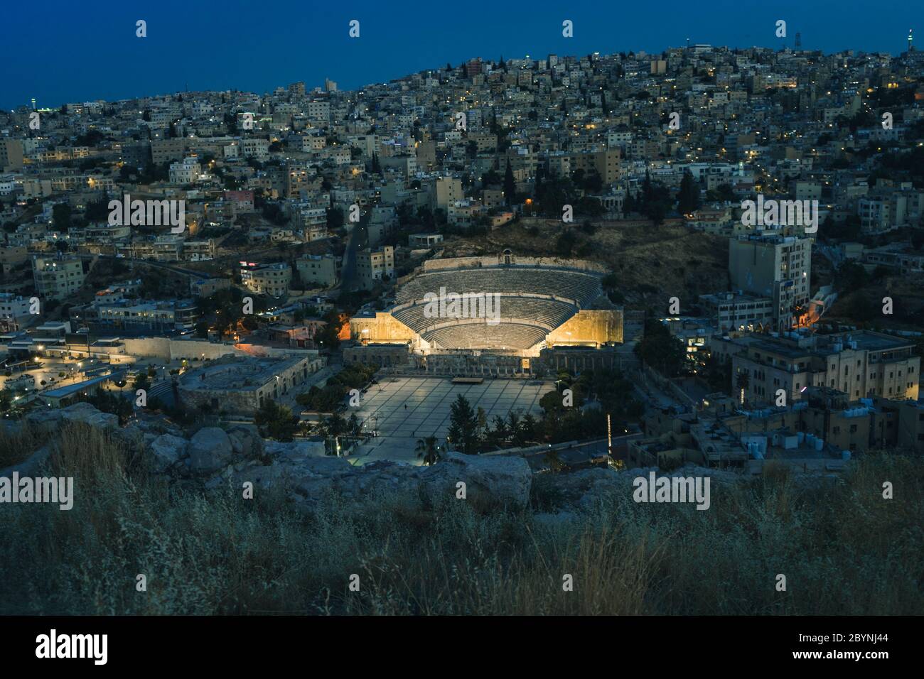Cityscape Amman downtown in night. Capital of Jordan. Tourism concept ...