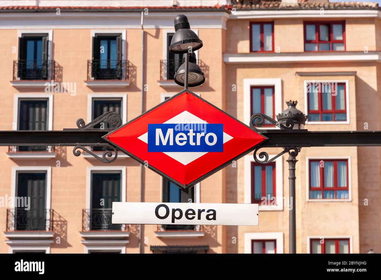 Opera metro station sign, Madrid, Spain Stock Photo - Alamy