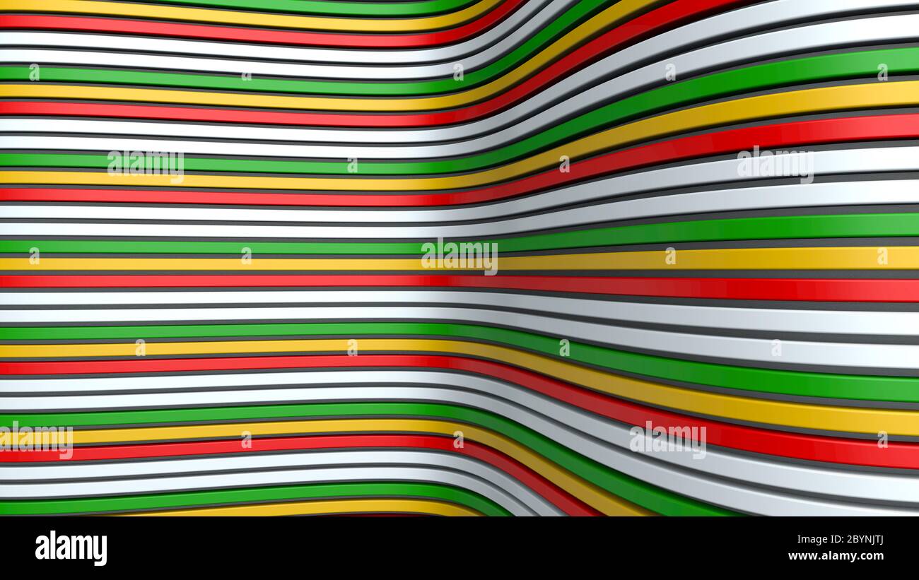 3d illustration of a wavy surface made of different colored lines Stock ...